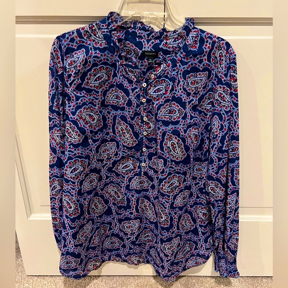 Talbots | Tops | Talbots Ruffle Trim Cotton Popover Xl Navy Paisley ...